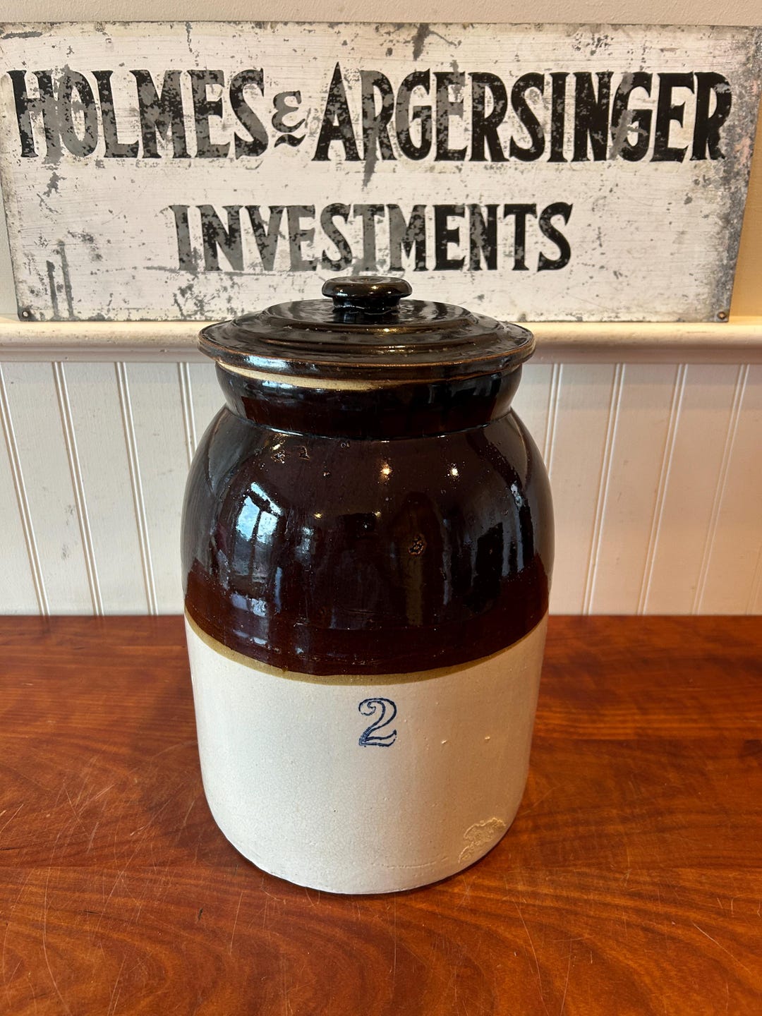 Vintage Stoneware Crock Antique Two 2 Gallon Stoneware Glazed Crock ...