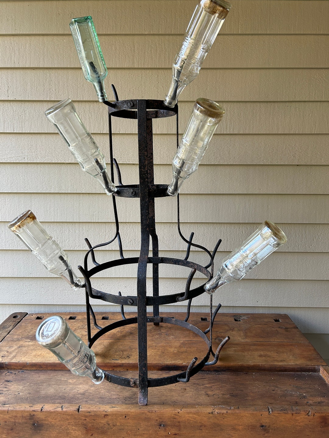 Vintage French Bottle Drying Rack - Vintage, French, Wrought Iron ...