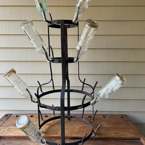 Vintage French Wrought Iron Bottle Drying Rack - Etsy
