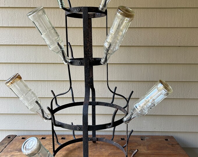 Vintage French Bottle Drying Rack - Vintage, French, Wrought Iron ...