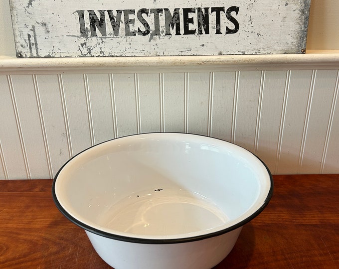 Vintage Enamel Wash Tub Vintage Farmhouse Bowl Vintage Vase Vintage ...