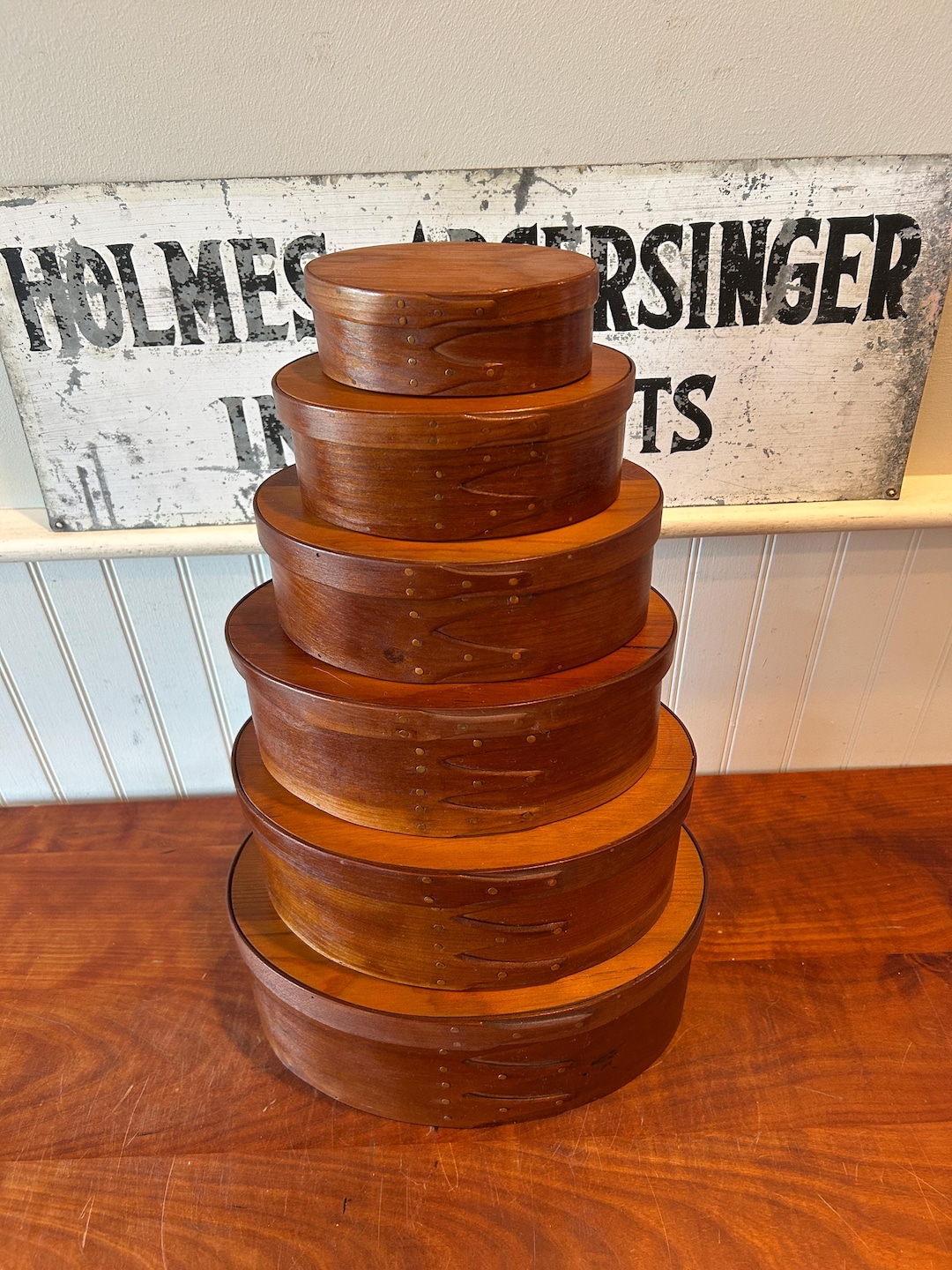 Complete Set of 6 Oval Shaker-style Bentwood Pantry Boxes by Orleans ...