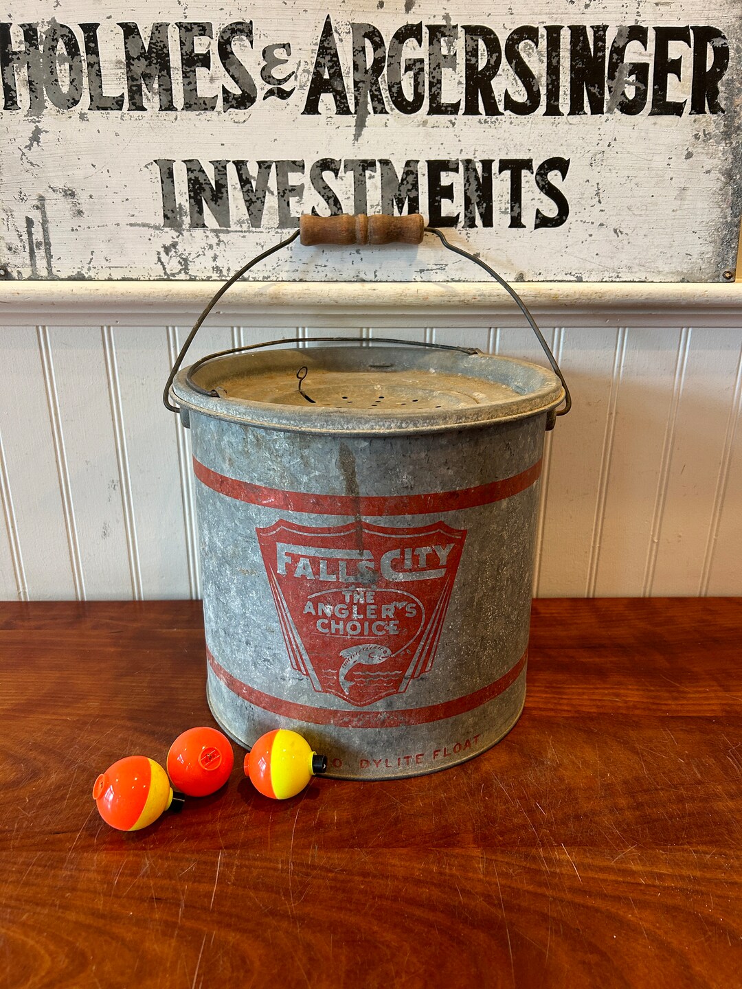 Vintage Minnow Bucket Falls City Bait Bucket Anglers Choice Bait Bucket ...