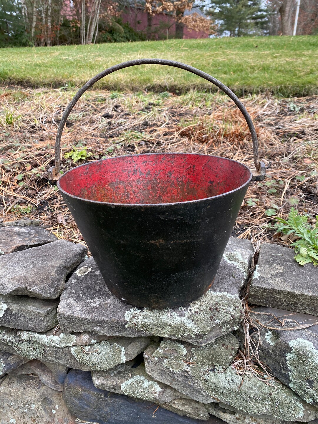 Vintage Cast Iron Pot Cast Iron Cauldron Vintage Cast Iron and Enamel ...