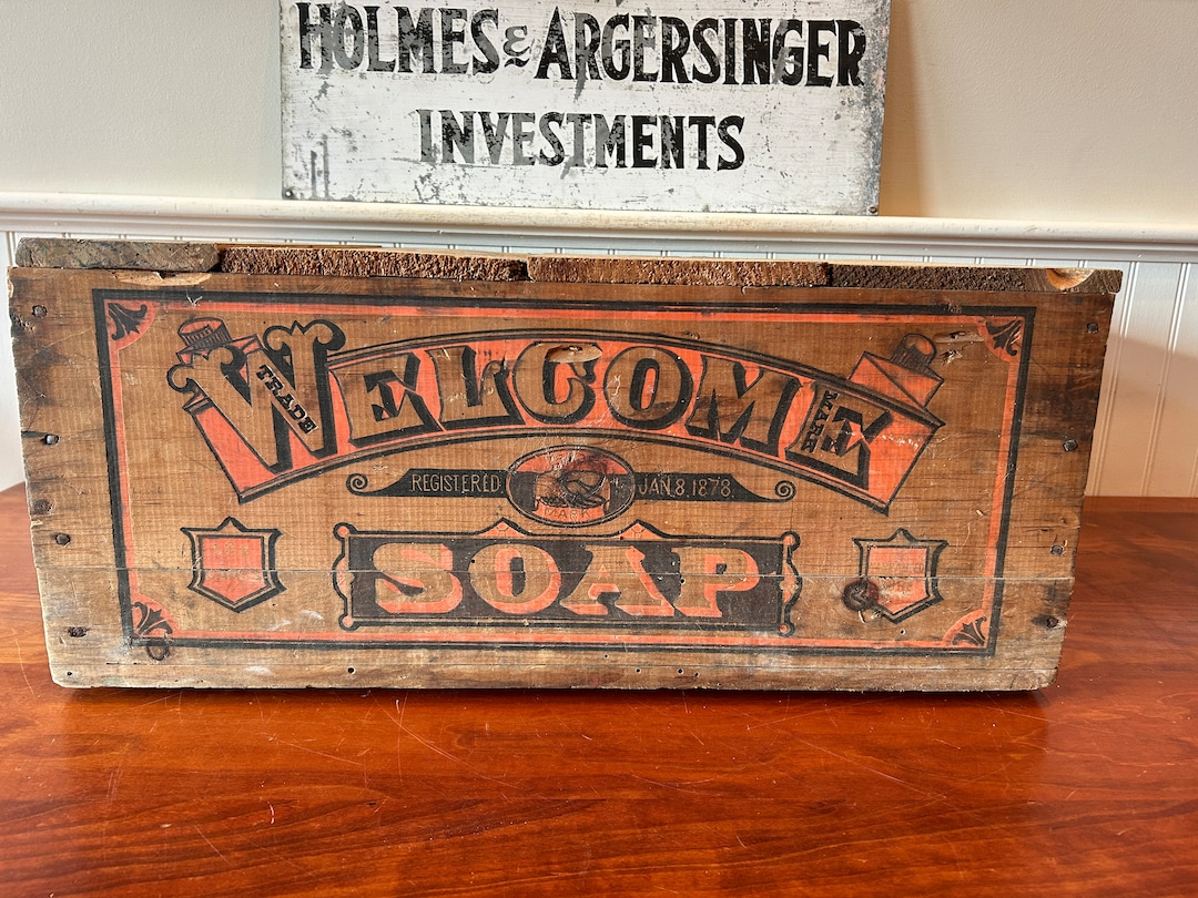 Vintage Wooden Crate Welcome Soap Crate - Vintage Soap Crate - Vintage ...
