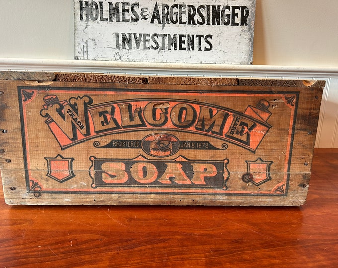 Vintage Wooden Crate Welcome Soap Crate - Vintage Soap Crate - Vintage ...