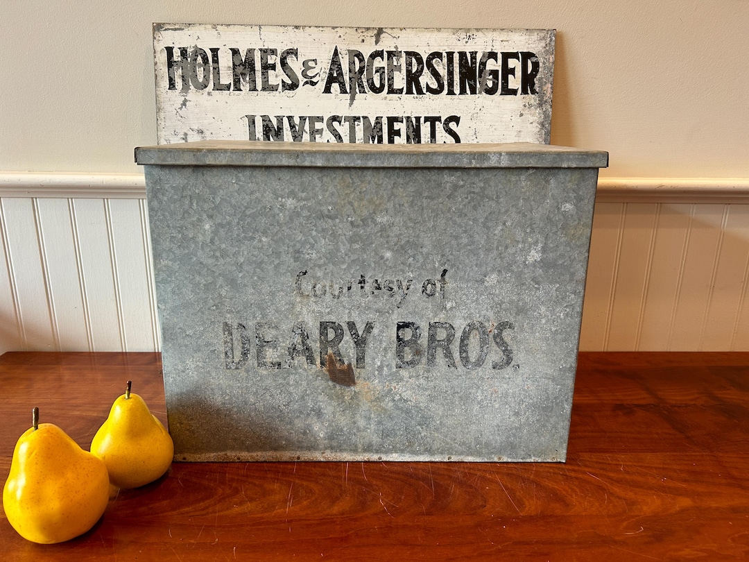 Vintage Galvanized Metal Milk Crate: Deary Brothers Dairy Box - Etsy