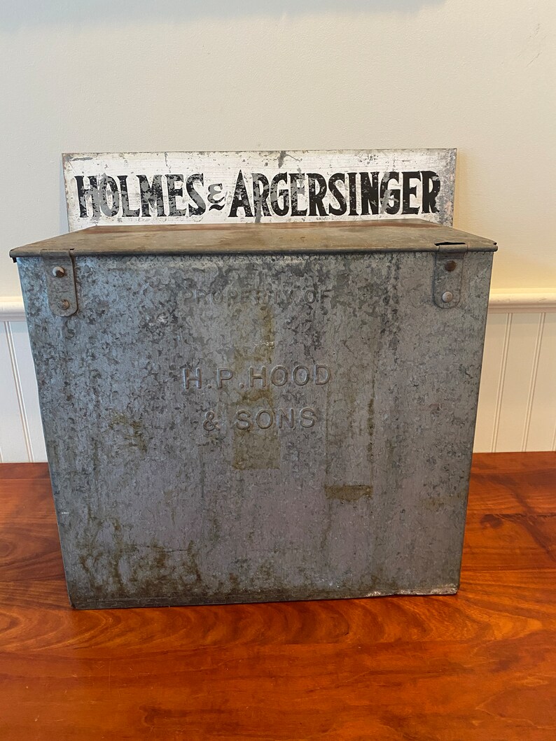 Vintage Hood Milk Box Galvanized Milkman Box HP Hood and Sons - Etsy