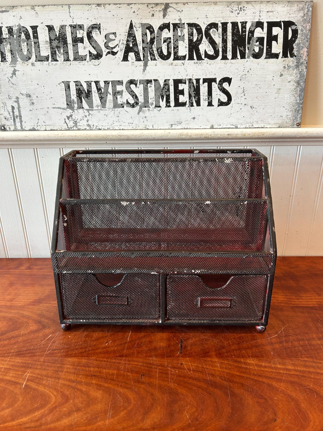 Vintage Mail Sorter Organizer Metal Wall Hanging Organizer Compartment ...