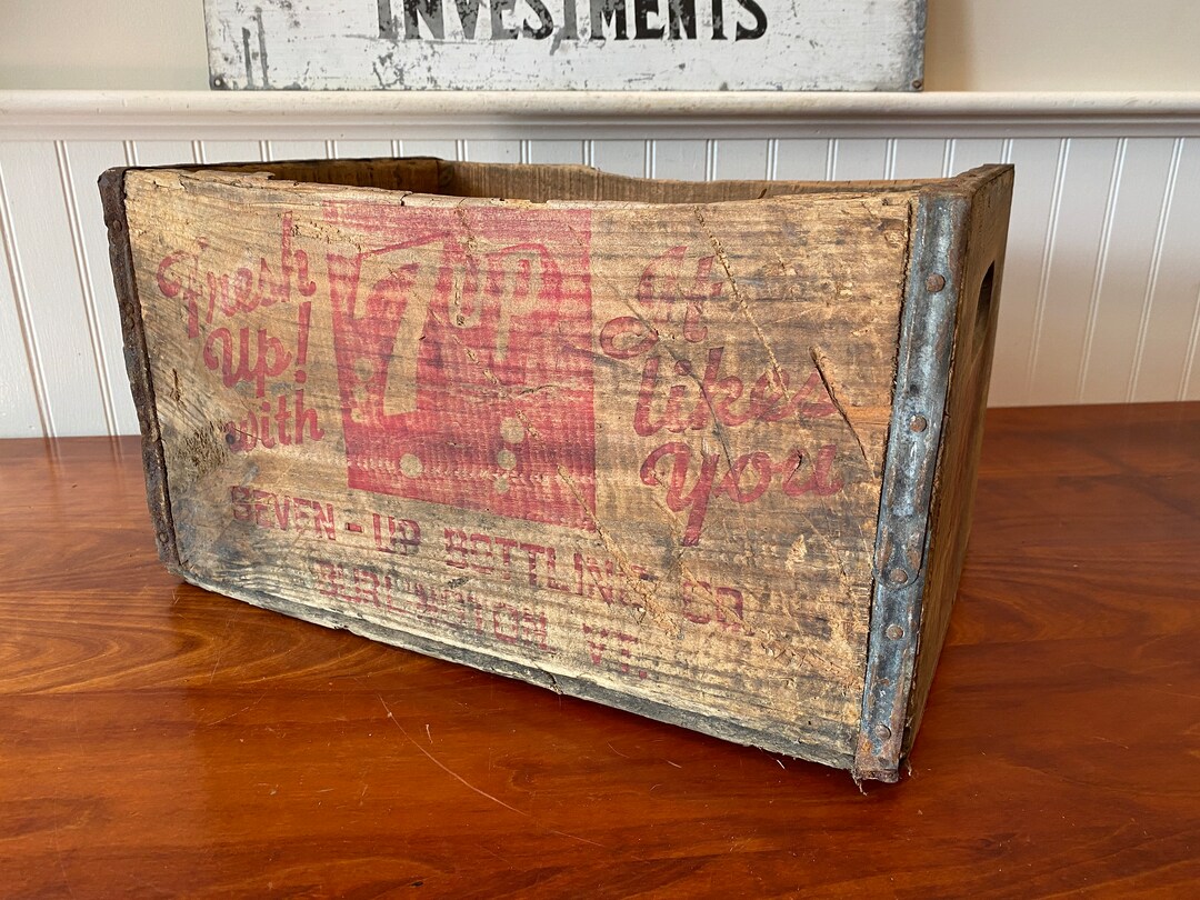 Vintage Wooden Crate Wood Crate Seven up Beverage Crate Box Wood Crate ...