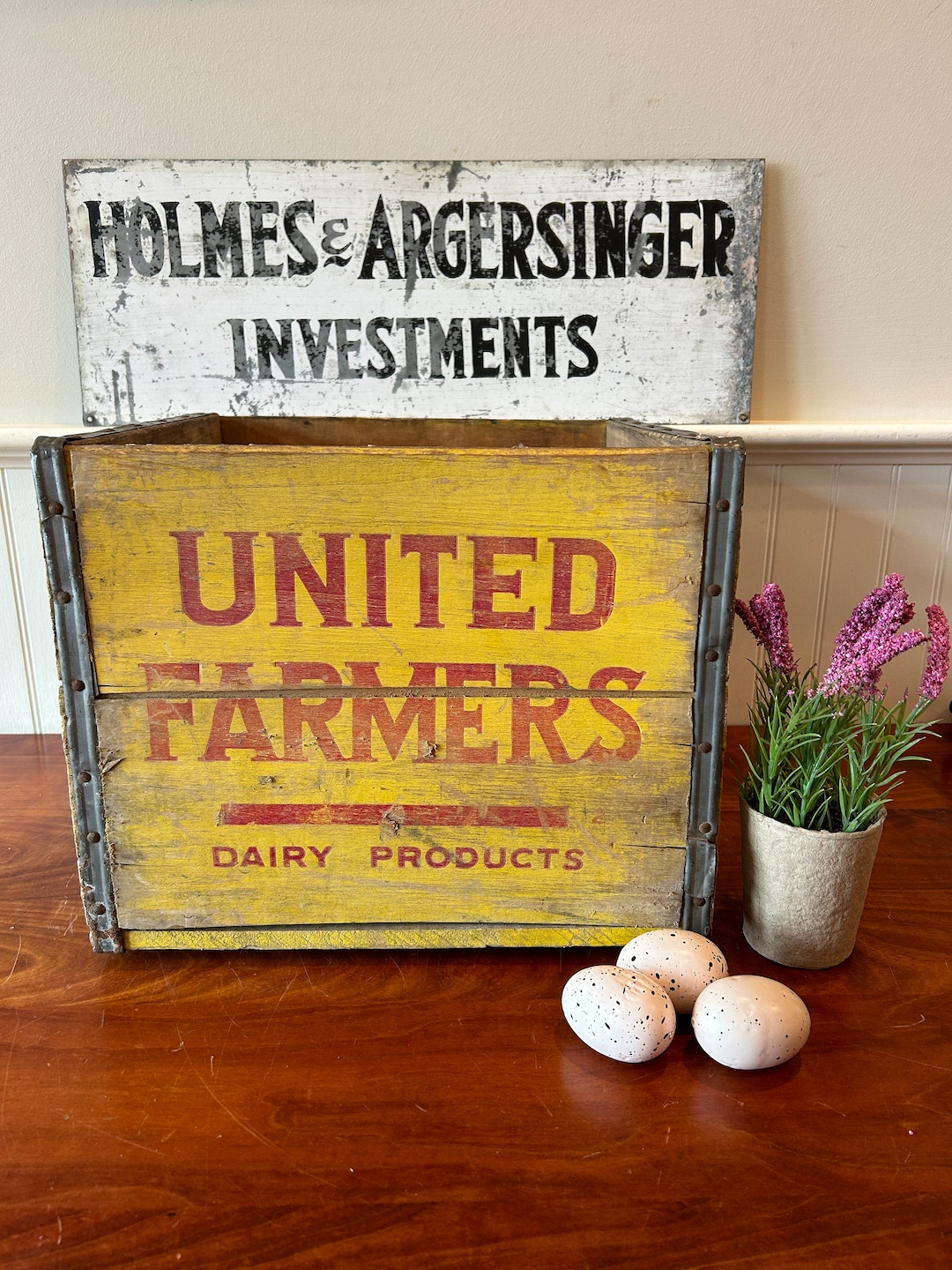 Vintage United Farmers Milk Crate Wooden Crate Advertising Crate ...