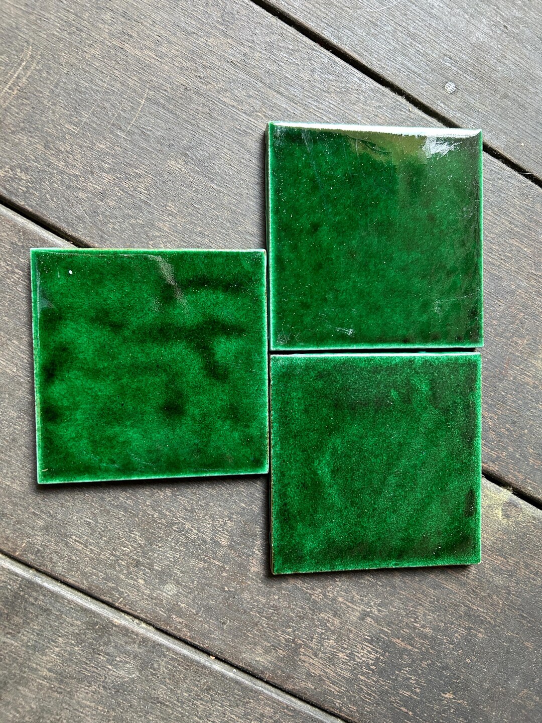 Vintage Dark Green Art Tile: 4"x4" Gloss Glazed Ceramic, Craftsman ...