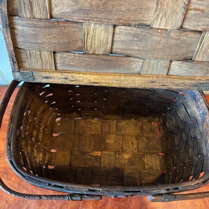 Antique Splint Basket / Split Ash Handwoven Primitive Lunch Basket ...
