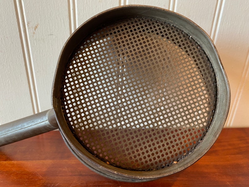 Tin Sieve Scoop Iron Pot Vintage Tin Cup Sieve Vintage Pan | Etsy
