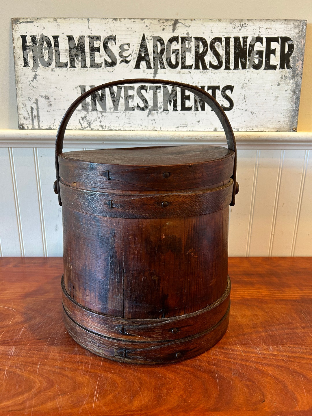 Antique Firkin Wooden Bucket Wood Firkin Antique Bucket Primitive ...