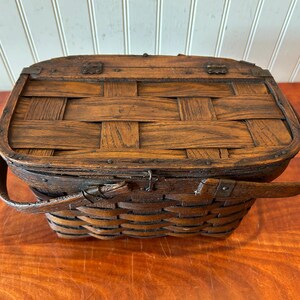Antique Splint Basket / Split Ash Handwoven Primitive Lunch Basket ...
