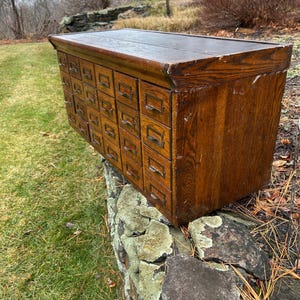 Vintage Oak Card Catalog 24 Drawer Card Catalog Vintage Oak Fifteen ...