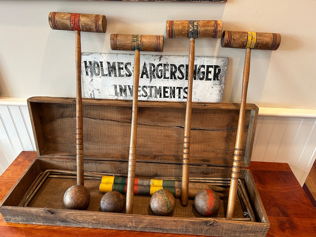 Vintage Wooden Croquet Set Partial Croquet Set Vintage Croquet Mallets ...