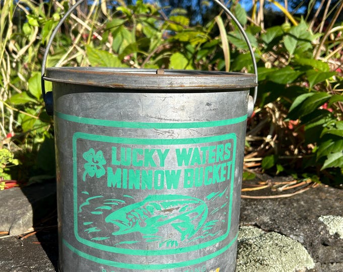 Vintage Minnow Bucket - Lucky Waters Bait Bucket Anglers Choice ...