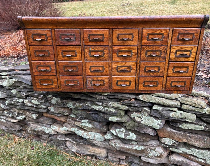 Vintage Oak Card Catalog - 24 Drawer Card Catalog - Vintage Oak Fifteen ...
