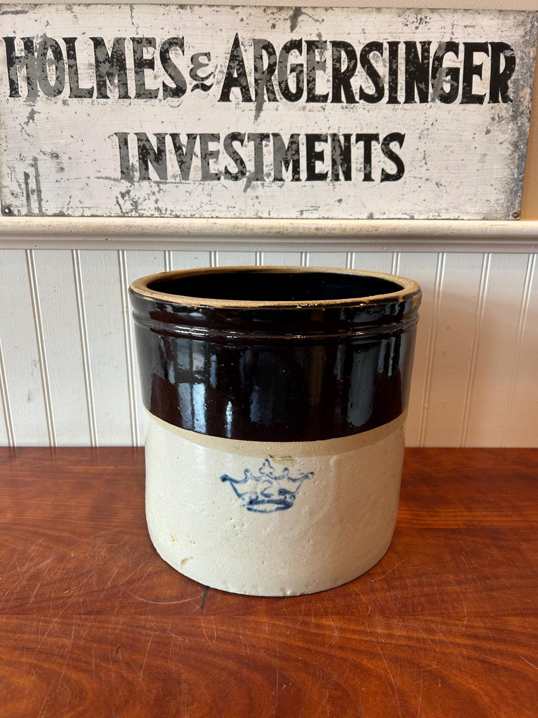 Vintage Stoneware Crock Antique Crown 2 Gallon Two Glazed Crock ...