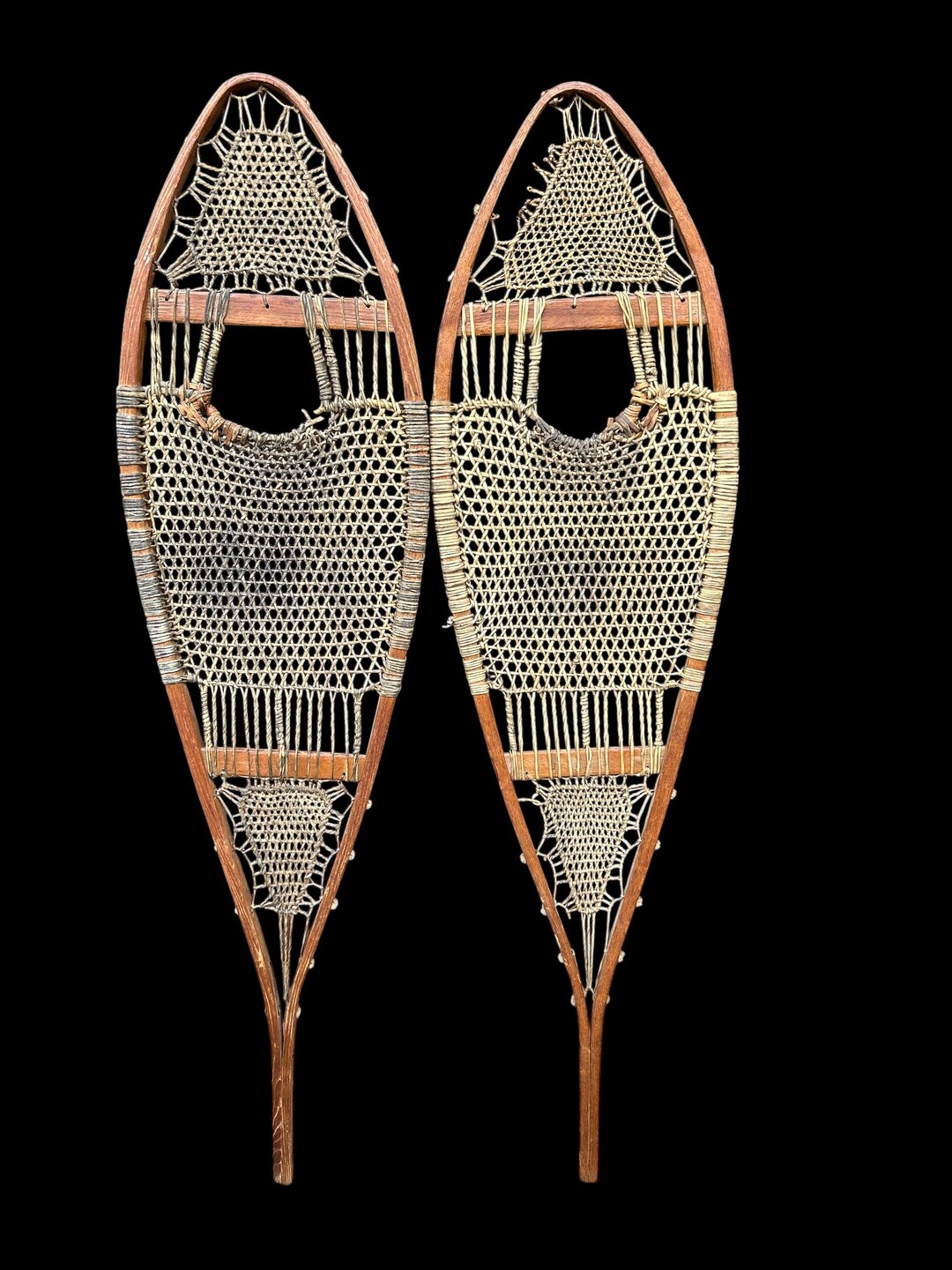 Vintage Wooden Snowshoes – 47" Trapper Style With Rawhide Webbing ...