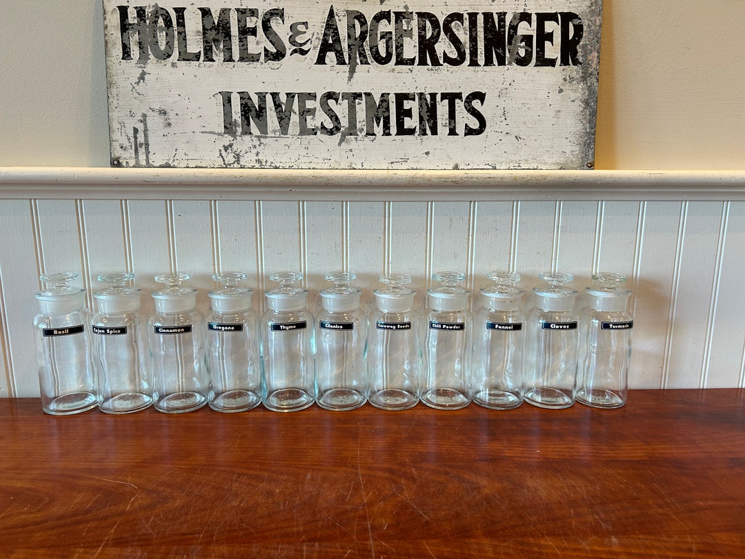 Vintage Wheaton Glass Apothecary Bottles With Stoppers, 1920s Chemistry ...