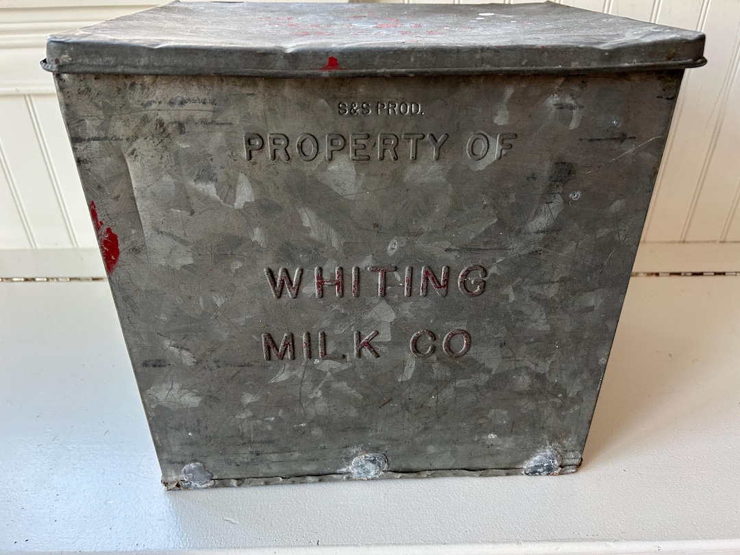 Vintage Galvanized Milk Box Galvanized Milkman Box Whiting Milk Company ...