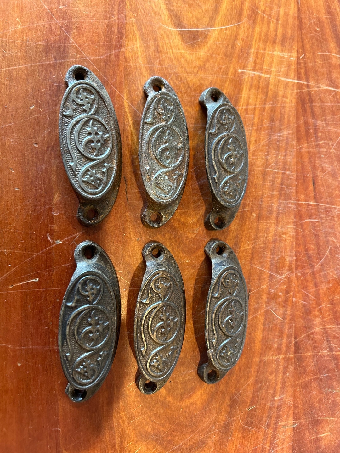 Antique Cast Iron Drawer Pulls - Cupped Half Moon Drawer Pull Eastlake ...