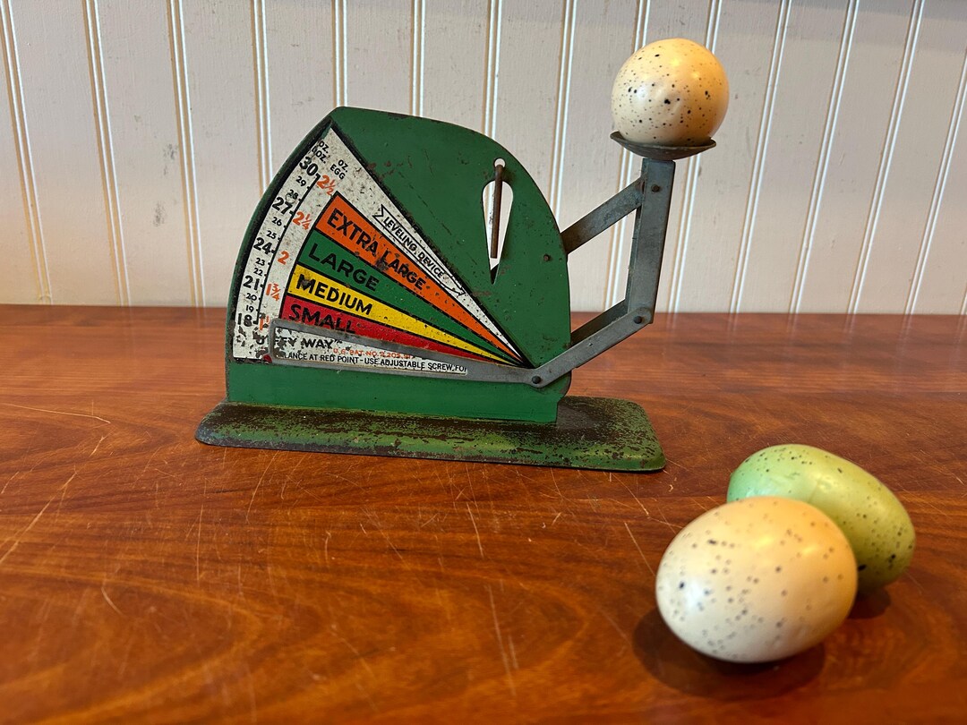 Vintage Jiffy Way Egg Scale Green Metal Egg Scale Antique Egg Scale ...