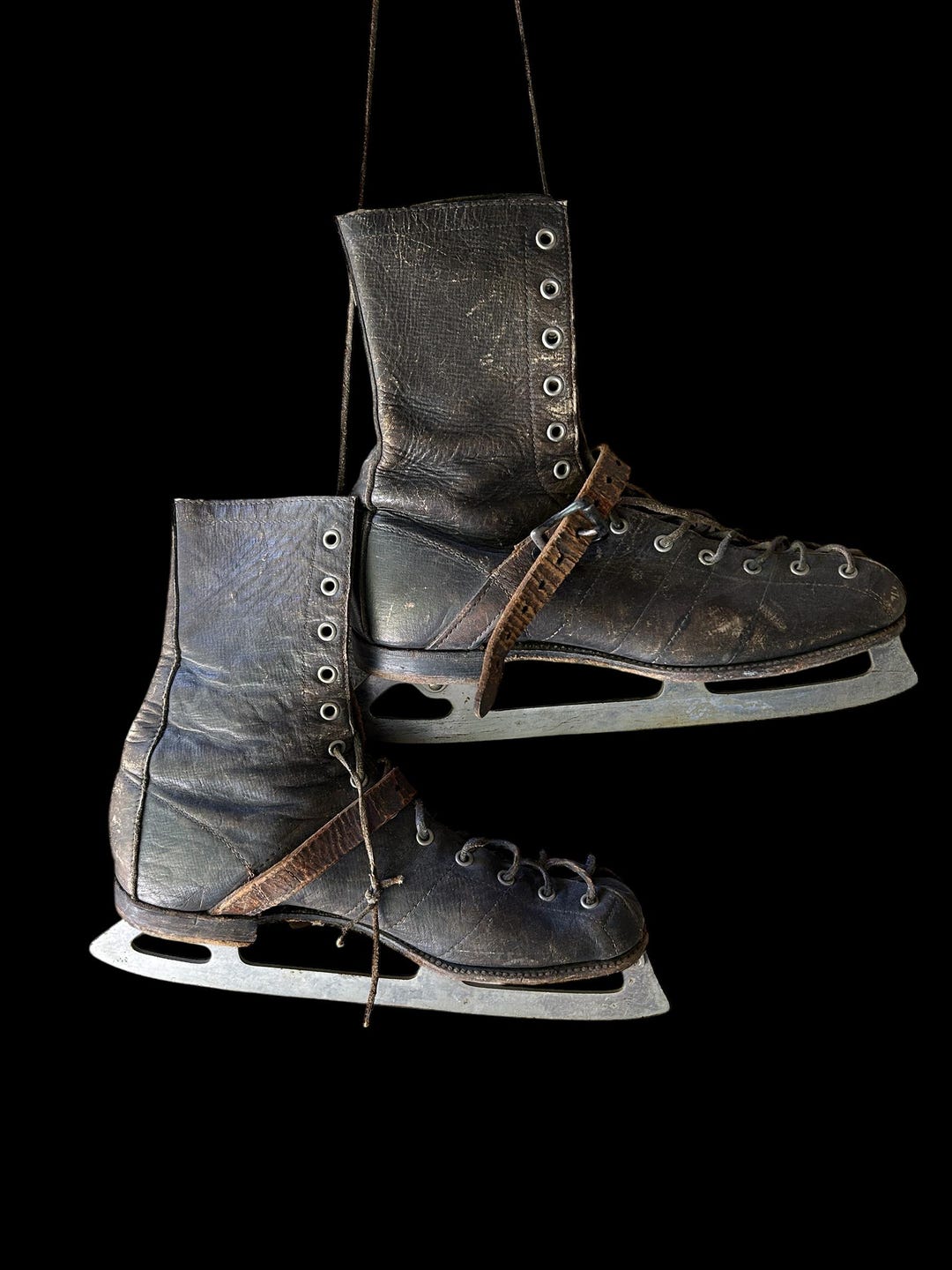 Antique Leather Ice Skates: Rustic Winter Cabin Decor - Etsy