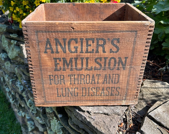 Vintage Angier's Emulsion Crate - Vintage Wooden Crate - Vintage ...