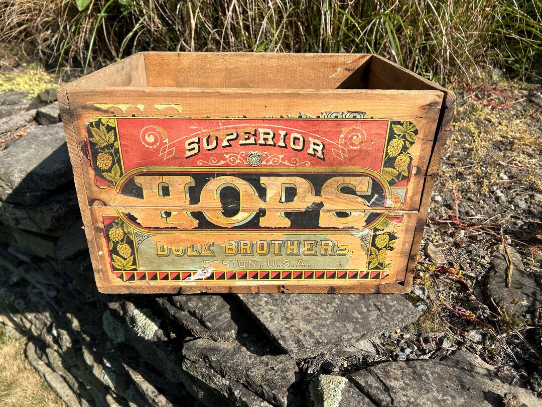Antique Wood Crate Dole Brothers Hops Vintage Wooden Crate Vintage ...