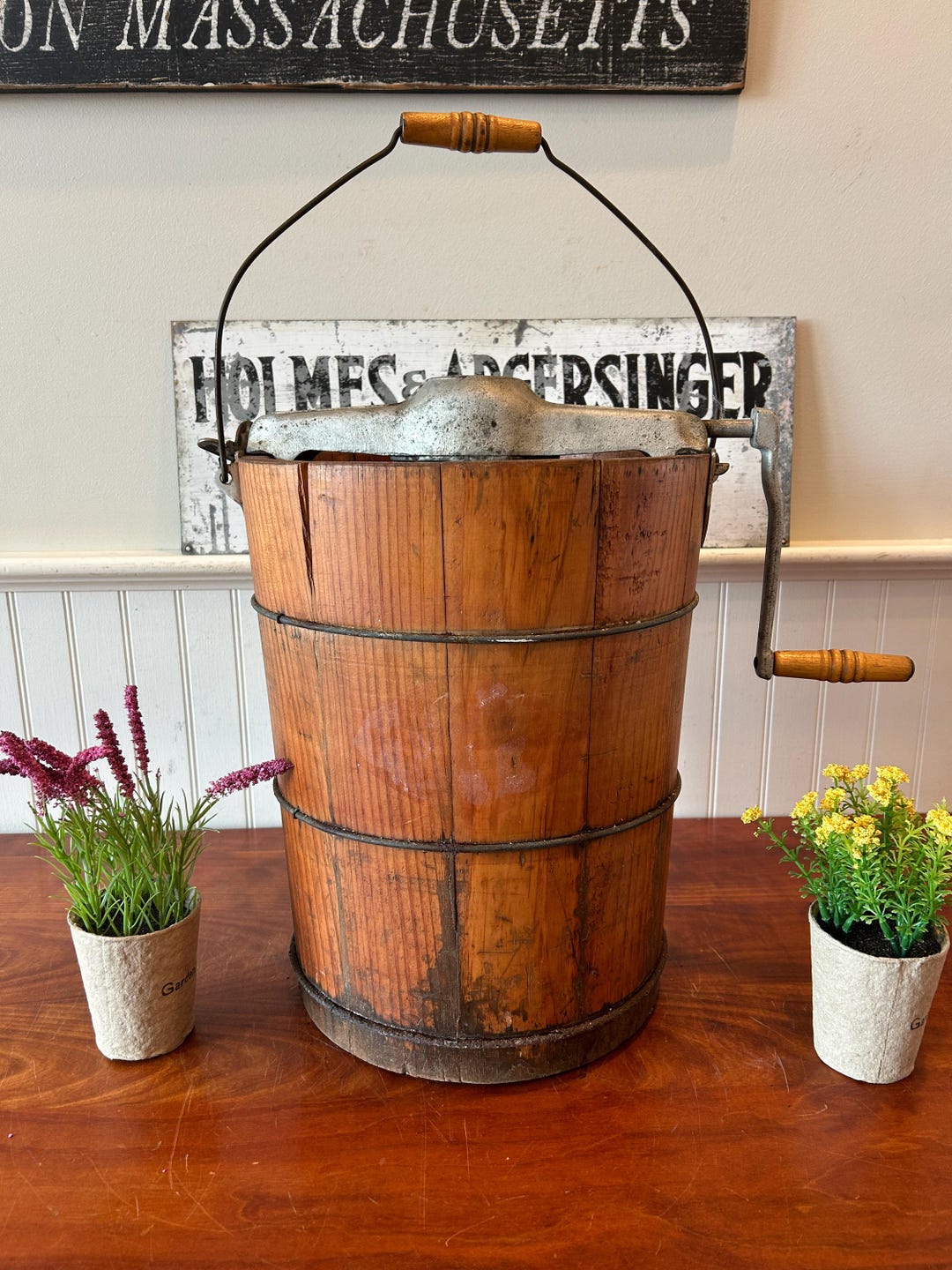 Vintage Ice Cream Maker Wooden Ice Cream Maker Vintage White Mountain ...