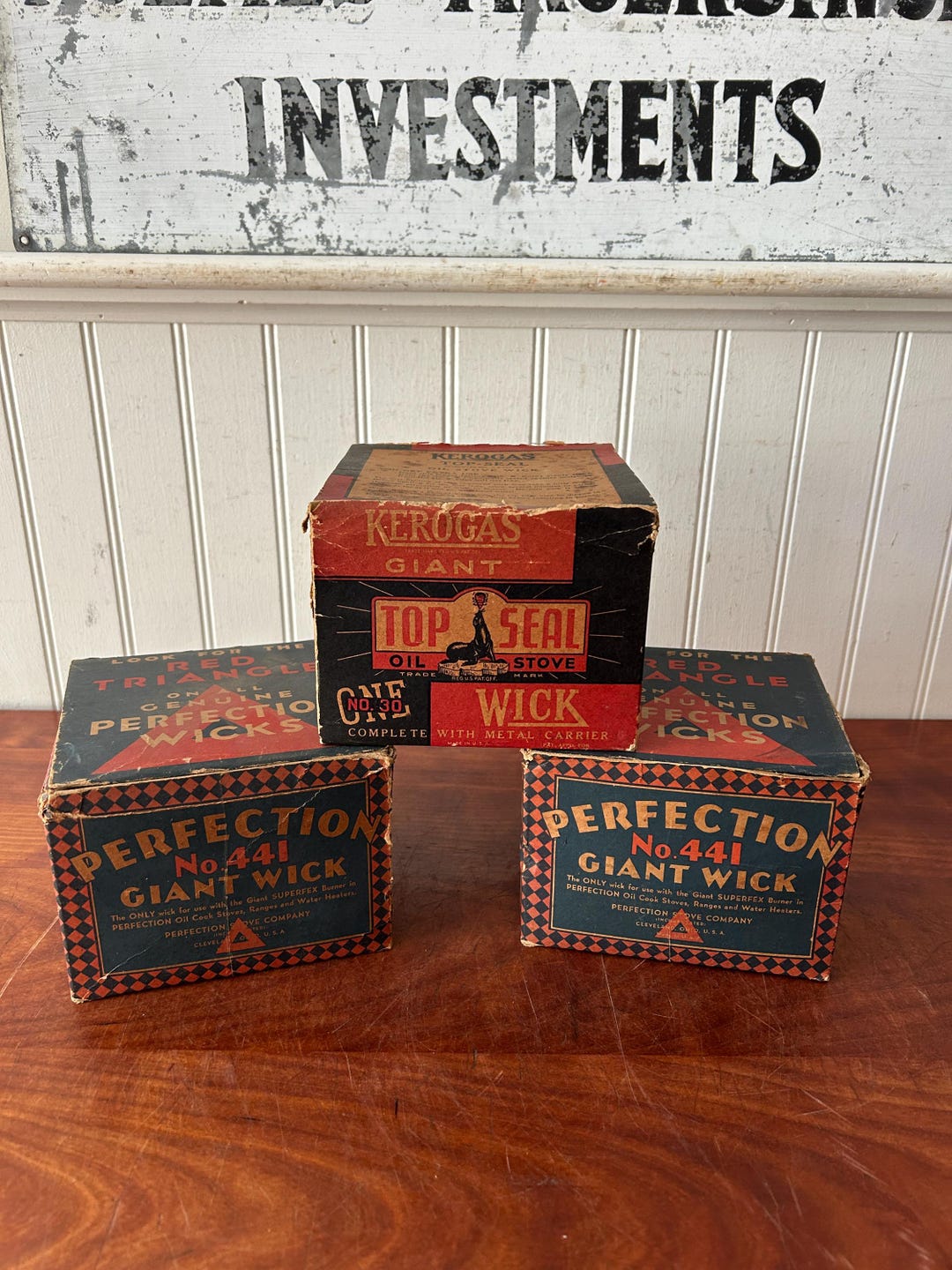 Vintage Stove Wick Boxes: Mid-century Oil Heater Packaging, Industrial ...