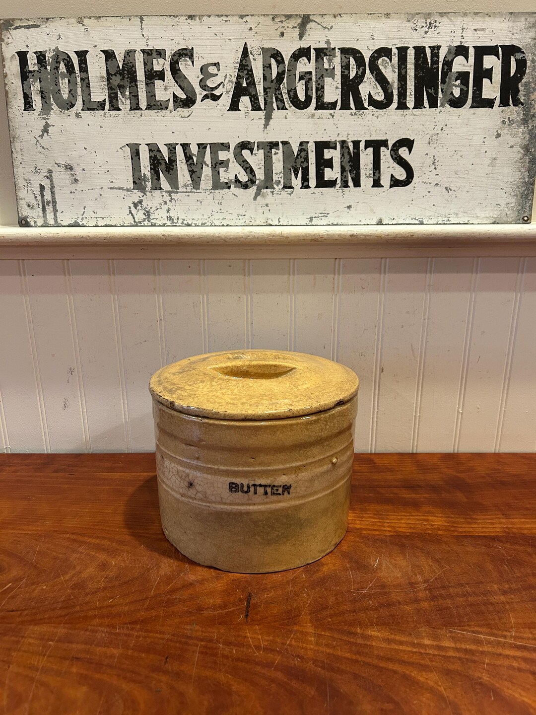 Vintage Stoneware Butter Crock Antique Yellow Ware Vintage Yellow Ware ...