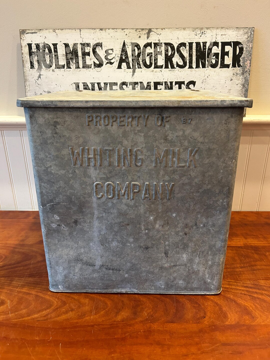 Vintage Milk Box Galvanized Milkman Box Whiting Milk Company Boston ...