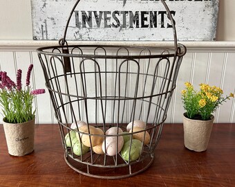 Antique Clam Basket Metal Egg Basket Vintage Clamming Basket Vintage ...