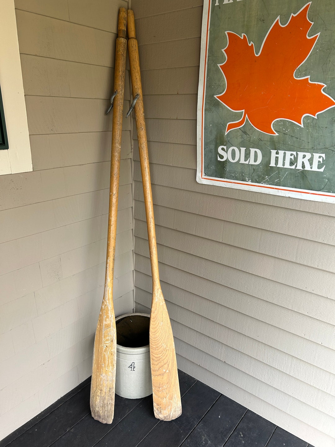 Vintage Wooden Oars Pair of Vintage Oars Row Boat Oars Vintage Wood ...