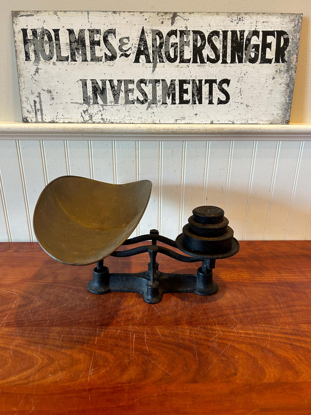 Vintage Cast Iron Balance Scale General Store Scale Vintage Brass and ...