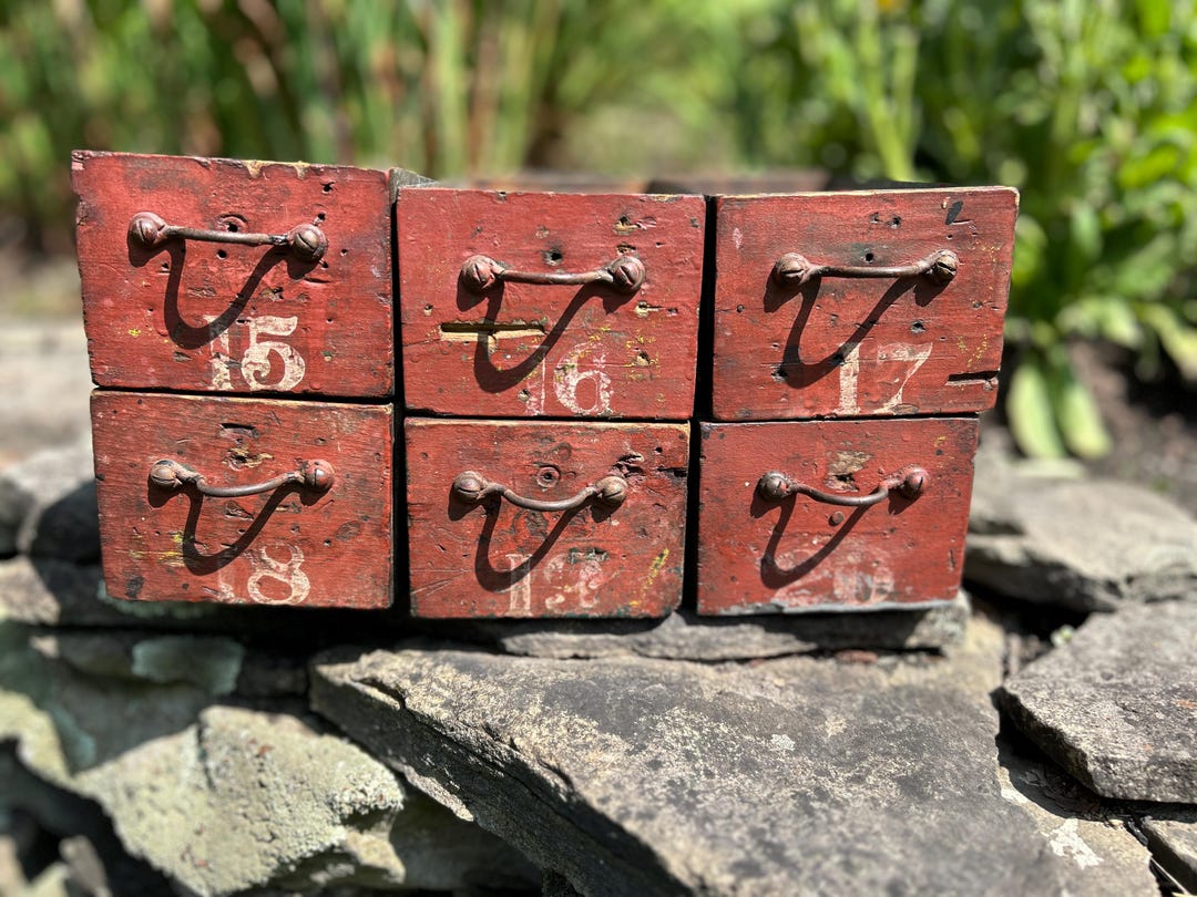 Vintage Drawers Vintage Wooden Hardware Cabinet Drawer Wooden Drawer ...