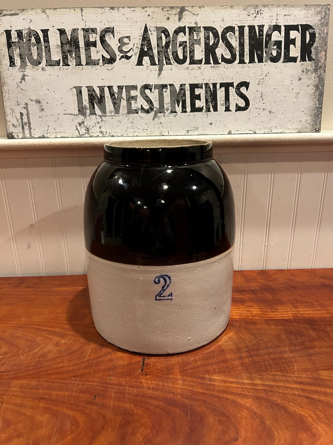 Vintage Stoneware Crock Antique Two 2 Gallon Stoneware Glazed Crock ...