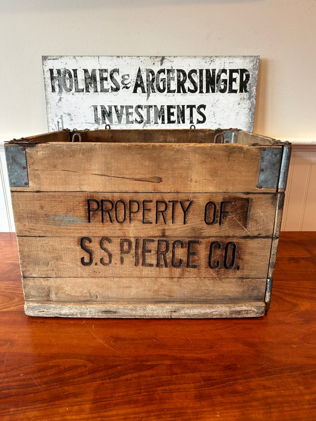 Vintage Wooden Crate - SS Pierce Folding Box - SS Pierce Shipping Crate ...