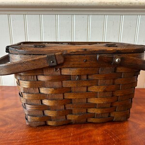 Antique Splint Basket / Split Ash Handwoven Primitive Lunch Basket ...