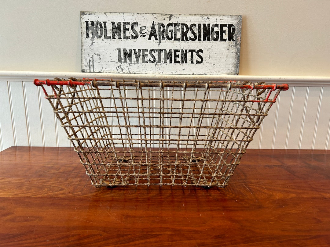 Antique French Oyster Basket Metal Mussel Basket Vintage Clamming ...