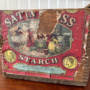 Antique Satin Gloss Starch Box – Red Label Advertising Crate - Etsy