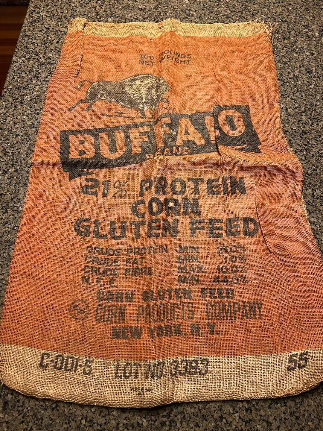 Vintage Buffalo Brand Burlap Bag - Rustic Burlap Sack - Vintage Burlap ...