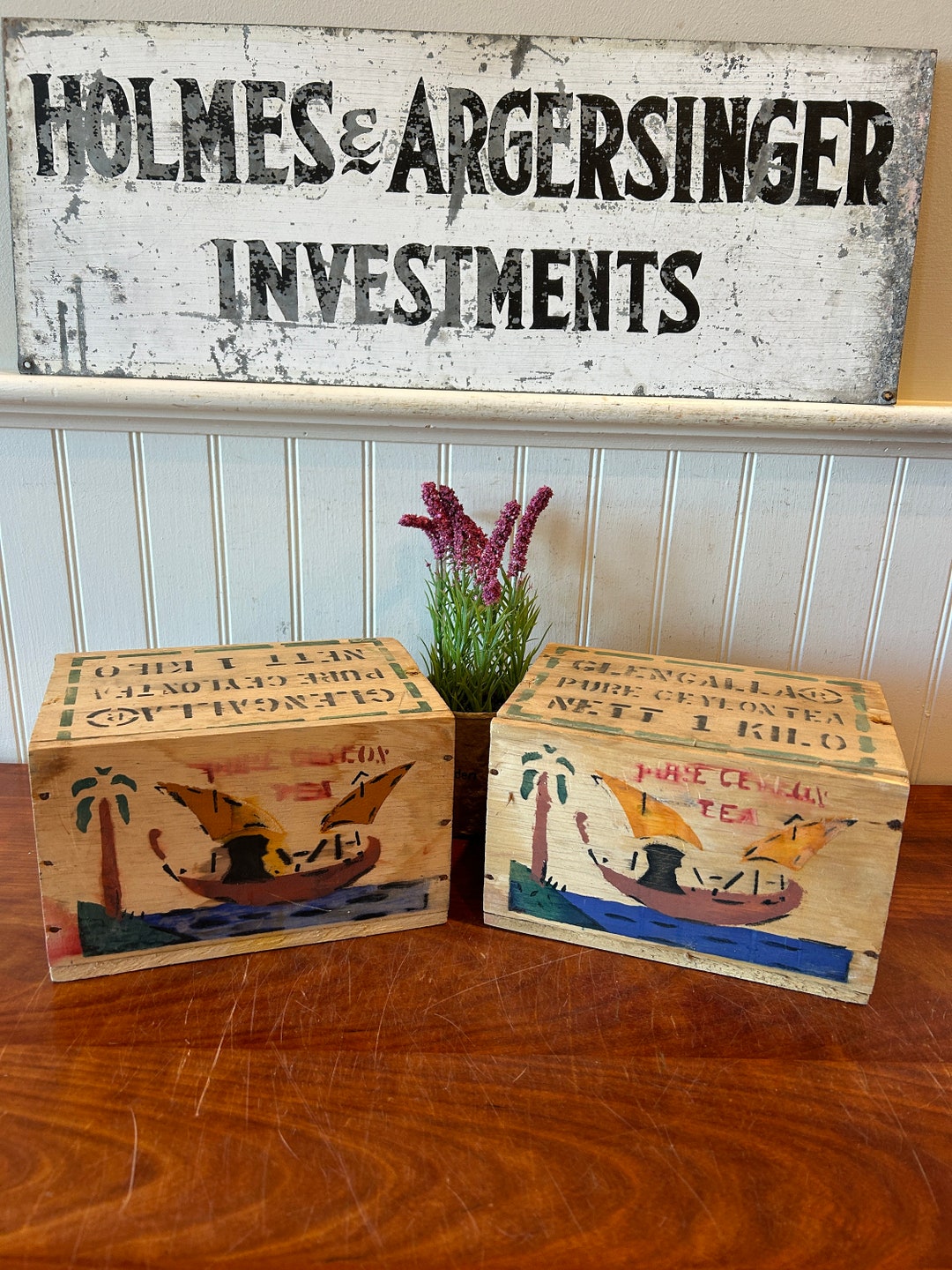 Vintage Ceylon Tea Box Vintage Tea Crate Sri Lanka Hand Painted Ceylon ...