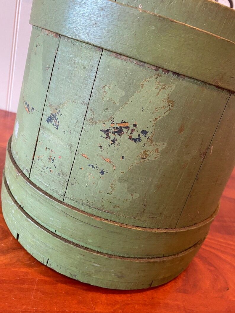 Large Wooden Bucket Wood Firkin Antique Bucket Primitive Green - Etsy