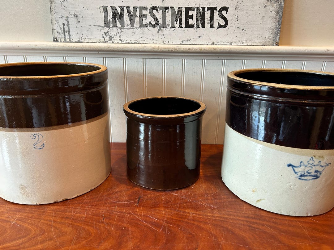 Vintage Stoneware Crock Antique Vintage Stoneware Glazed Crock - Small ...